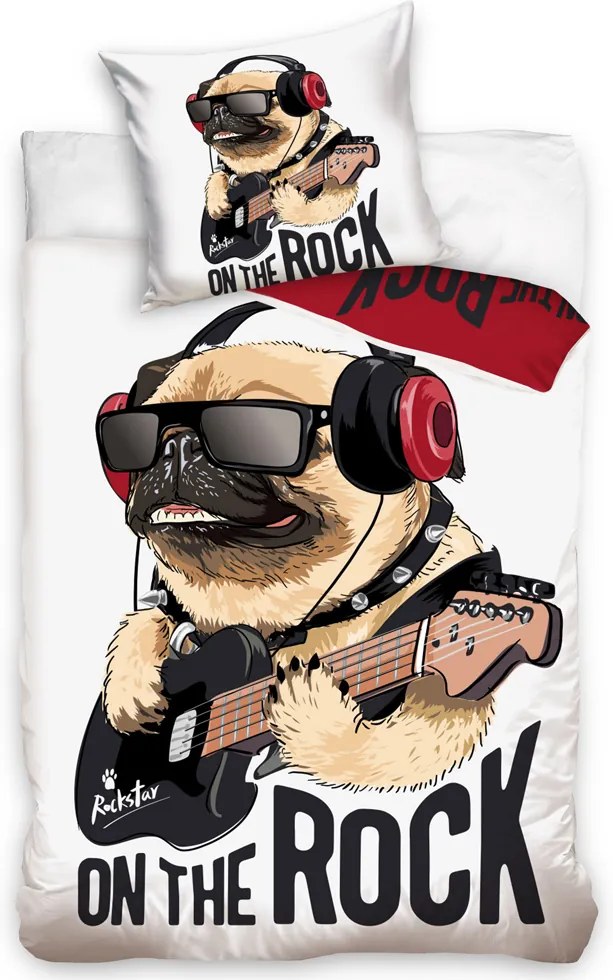 Bavlněné povlečení Pes Mops Rock Star