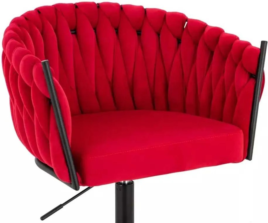 LuxuryForm DESIGN Otočná židle NORDEN VELUR na černé podstavě s kolečky - červená