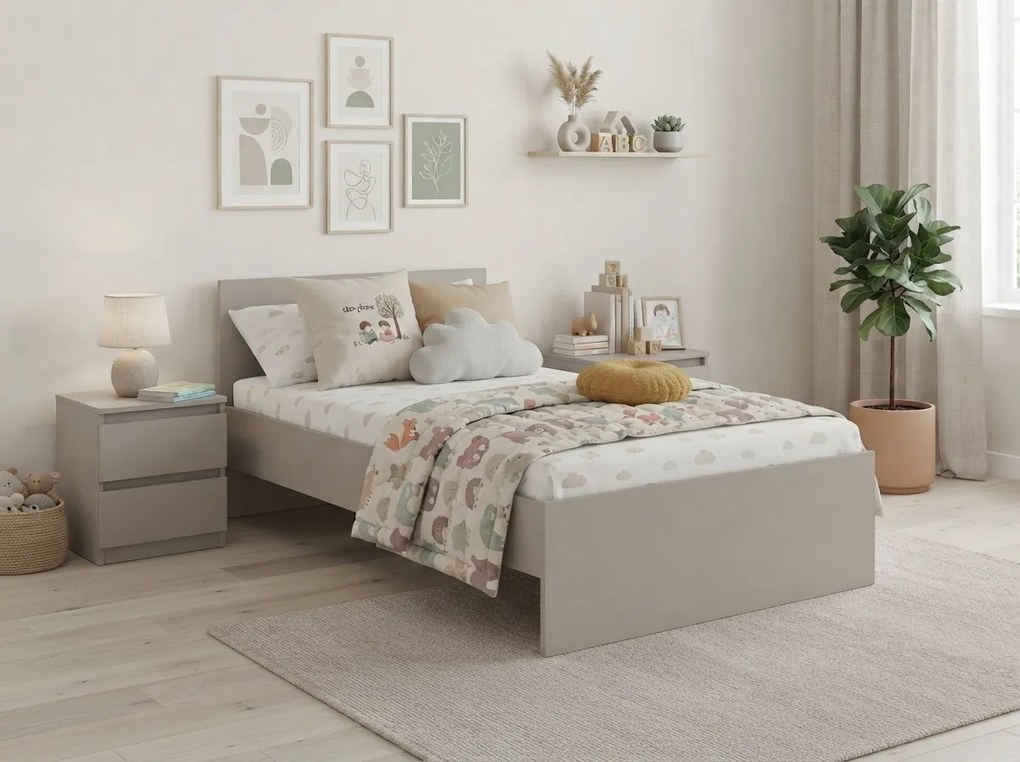 Postel ELISA 90 x 200 cm, kašmírově béžová Rošt: S lamelovým roštem, Matrace: Matrace Deluxe 10 cm