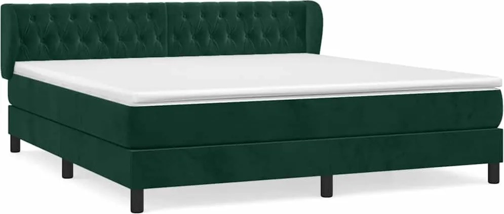 Box spring postel s matrací tmavě zelená 160x200 cm samet 3127682