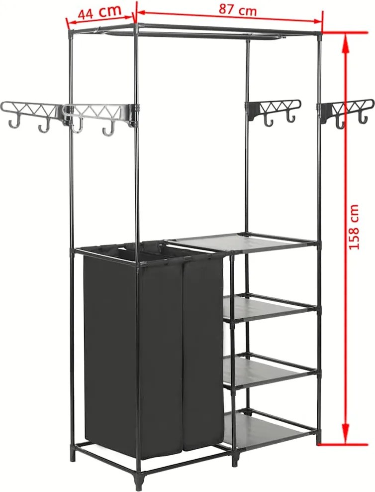 Stojan na oblečení ocel a netkaná textilie 87x44x158 cm černý 245743