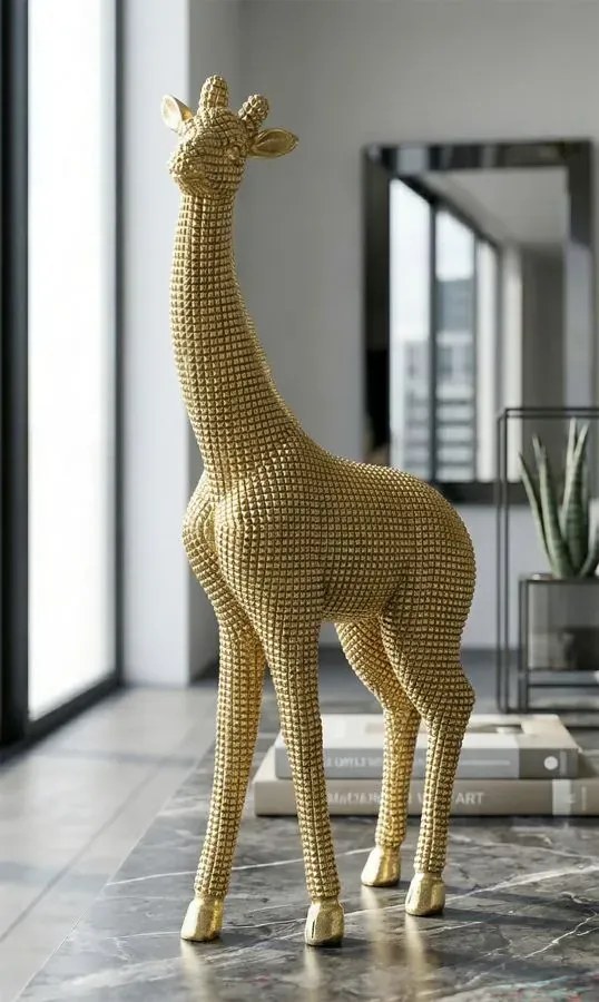 Dekorativní soška Giraffe zlatá