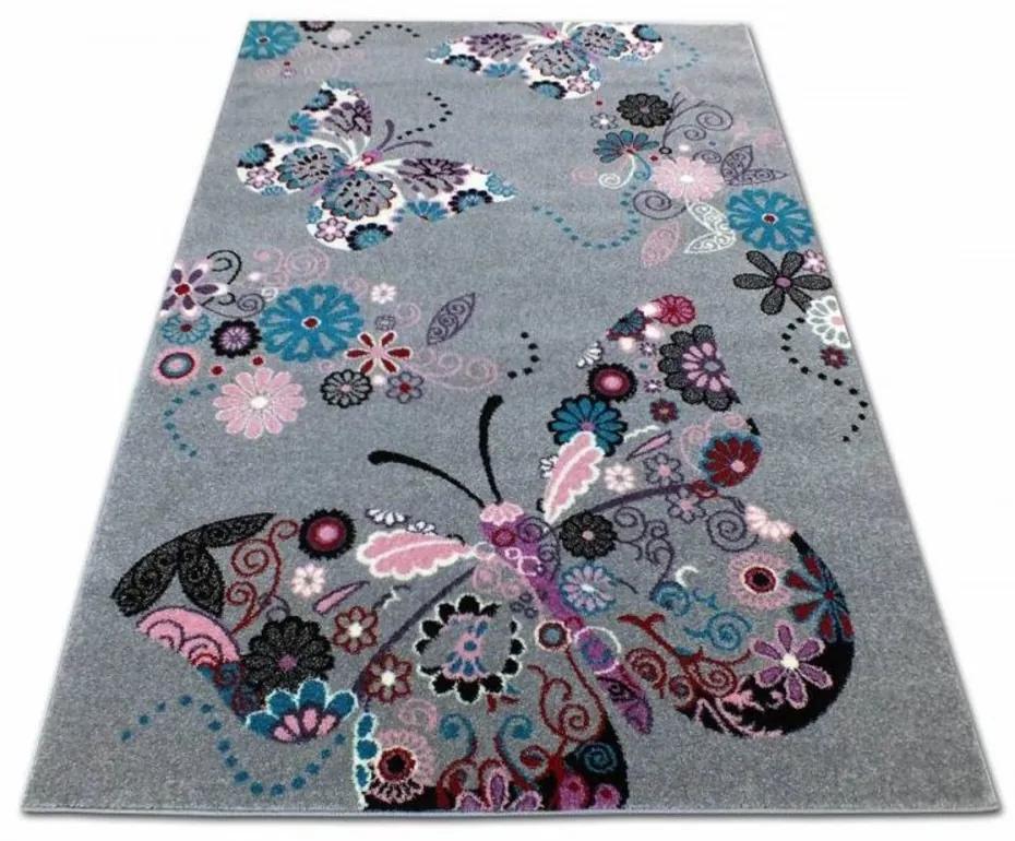 Dětský koberec Motýl šedý, Velikosti 300x400cm | BIANO