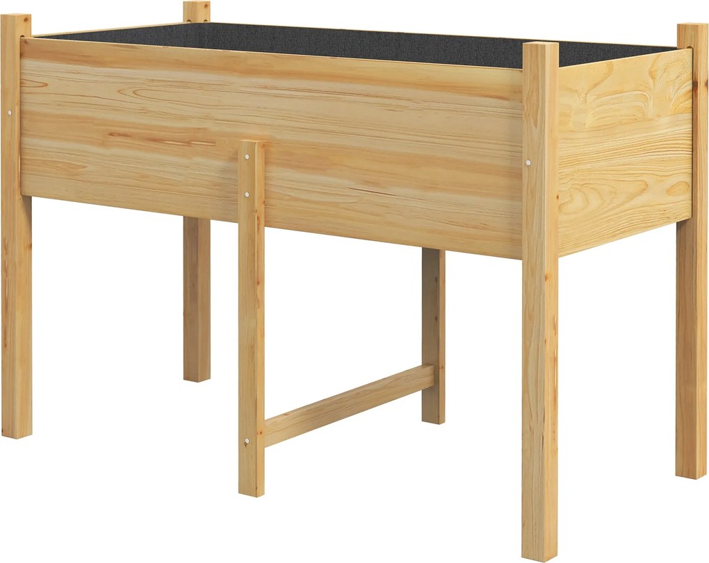 Outsunny Vyvýšený městský zahradní dřevěný pěstební stůl 115x55x80 cm s netkanou textilií pro pěstování rostlin, květin a zeleniny