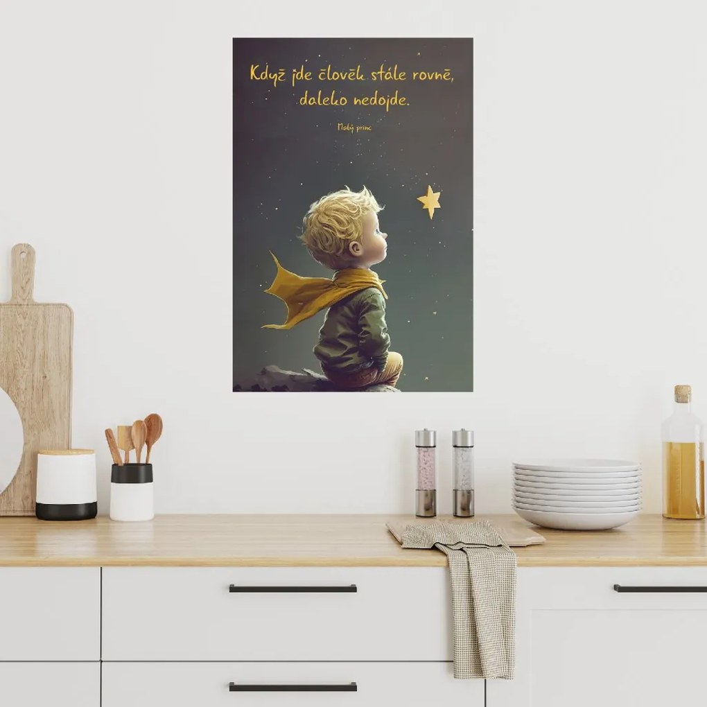Plakát - Když jde člověk stále rovně, daleko nedojde. Malý princ FeelHappy.cz Velikost plakátu: A4 (21 × 29,7 cm)