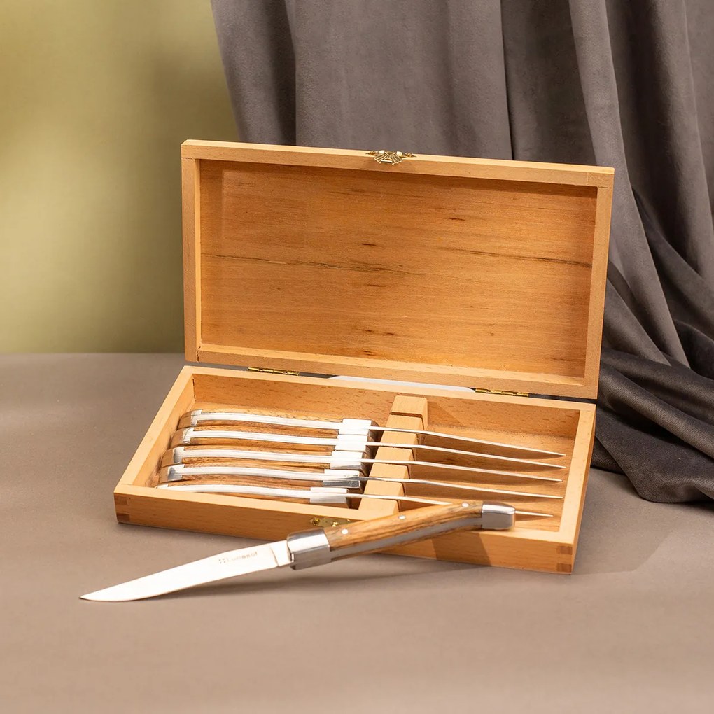 Steakové nože v drevenom boxe set 6 ks - Basic - 118790