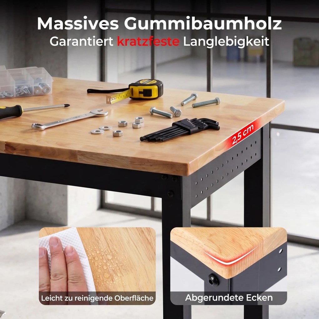 Costway 122 cm odolný pracovní stůl Výškově nastavitelný s kovovým rámem