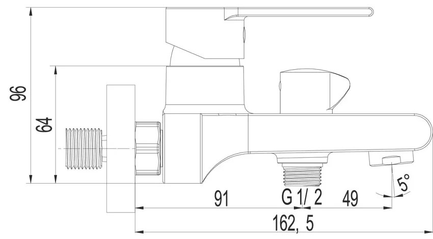 Mereo Dita vanová nástěnná baterie 150 mm bez příslušenství  mosaz chrom CBE90104D
