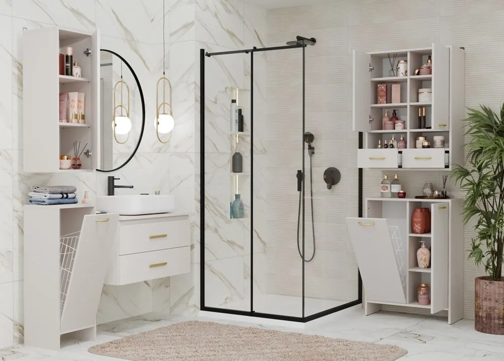Horní závěsná koupelnová skříňka Nina W2D2P2S 66 cm kašmírová