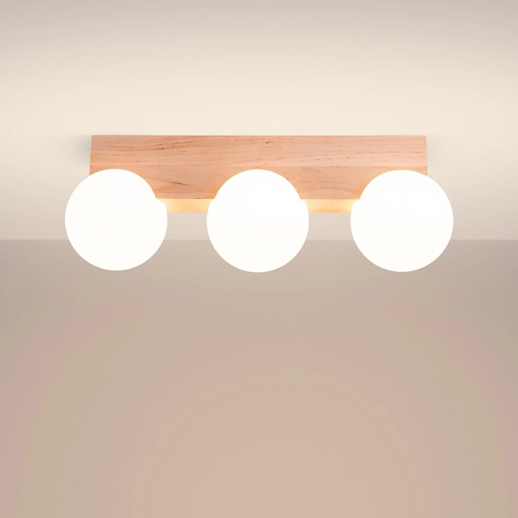 Sollux Lighting Stropní svítidlo BULBO 3 přírodní dřevo