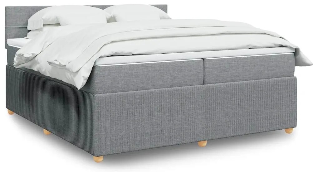 Box spring postel s matrací světle šedá 200 x 200 cm textil