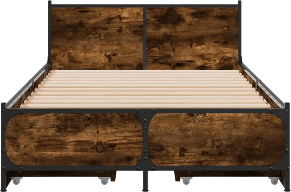 Rám postele se zásuvkami kouřový dub 75x190 cm kompozitní dřevo 3279974