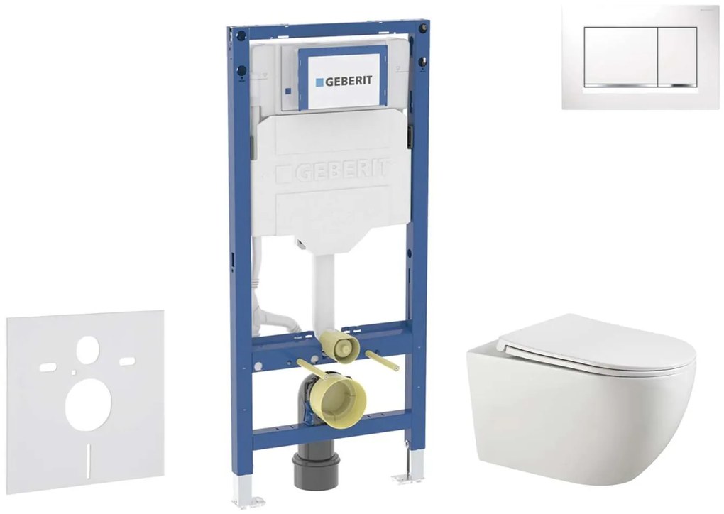 Geberit Duofix - Set předstěnové instalace, klozetu Gaia a sedátka softclose, tlačítko Sigma20, bílá/chrom SANI11CA3123B
