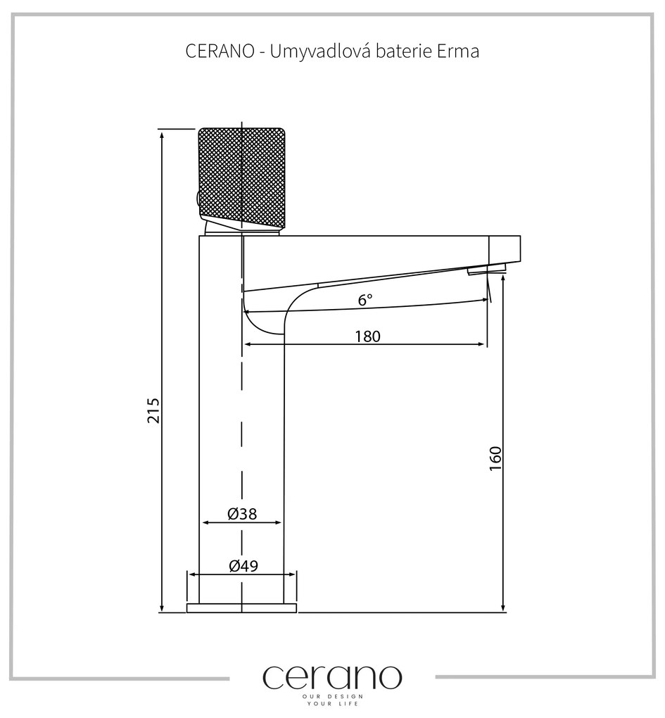 CERANO - Umyvadlová stojánková baterie Erma - nízká - černá matná
