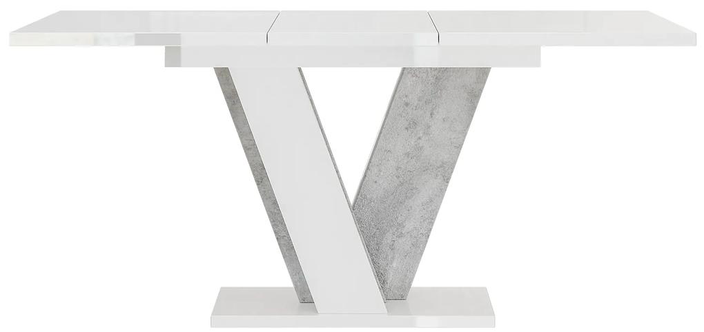 Jídelní stůl Venag (lesk bílý + kámen) (pro 4 až 6 osob). 1055271