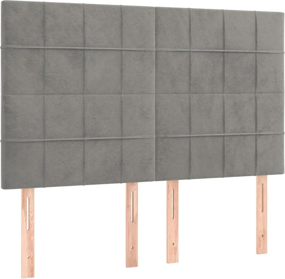 Box spring postel s matrací a LED světle šedá 140x200 cm samet 3136125