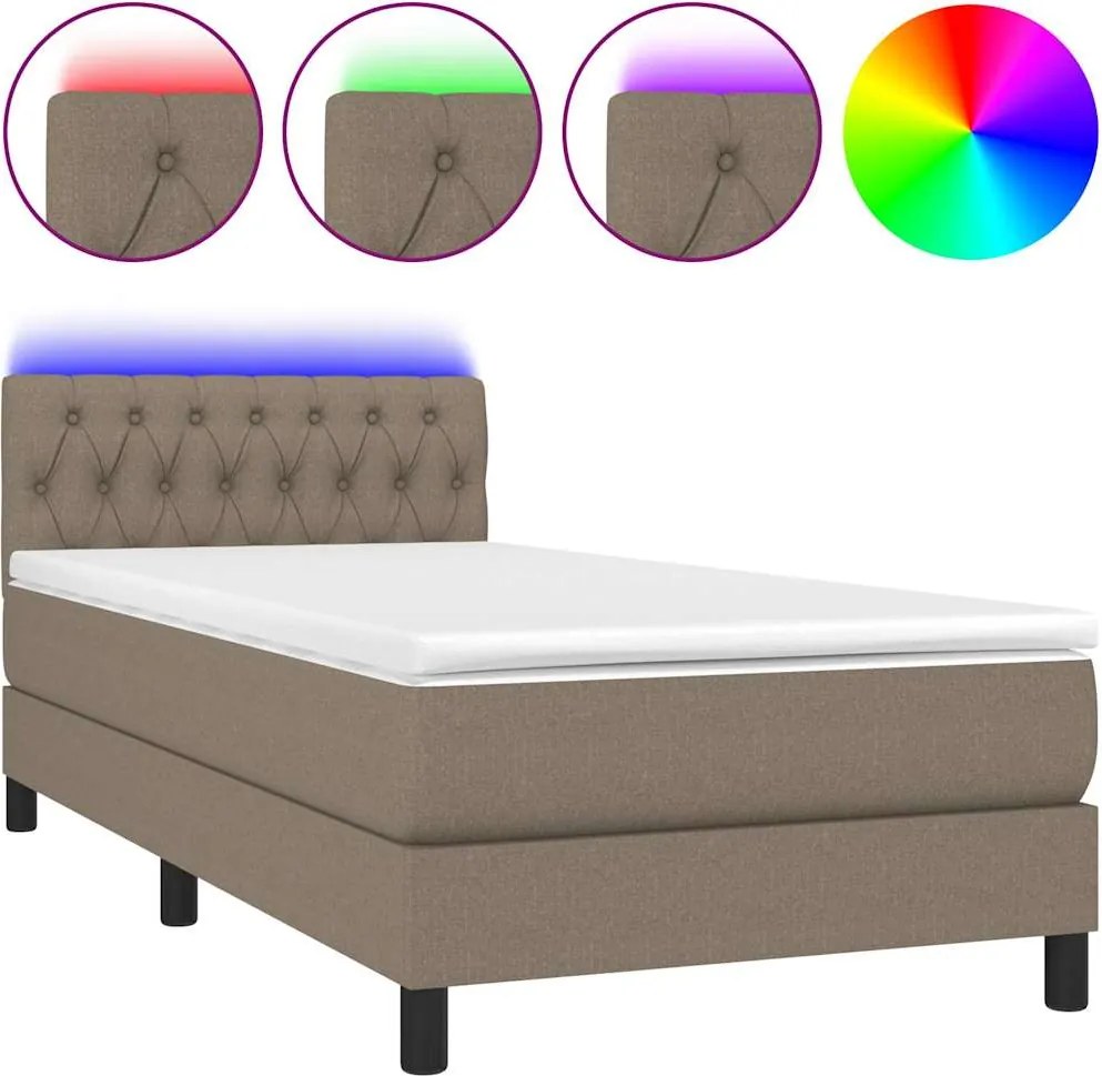 Box spring postel s matrací a LED taupe 90x190 cm textil 3133361