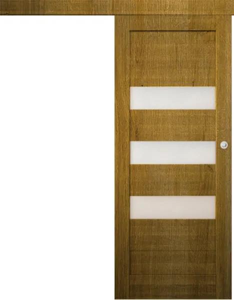 posuvné interiérové dveře na stěnu vasco doors SANTIAGO model 6 Průchozí rozměr: 70 x 197 cm, Orientace dveří: Levé dveře, Dekor: Dub stříbrný
