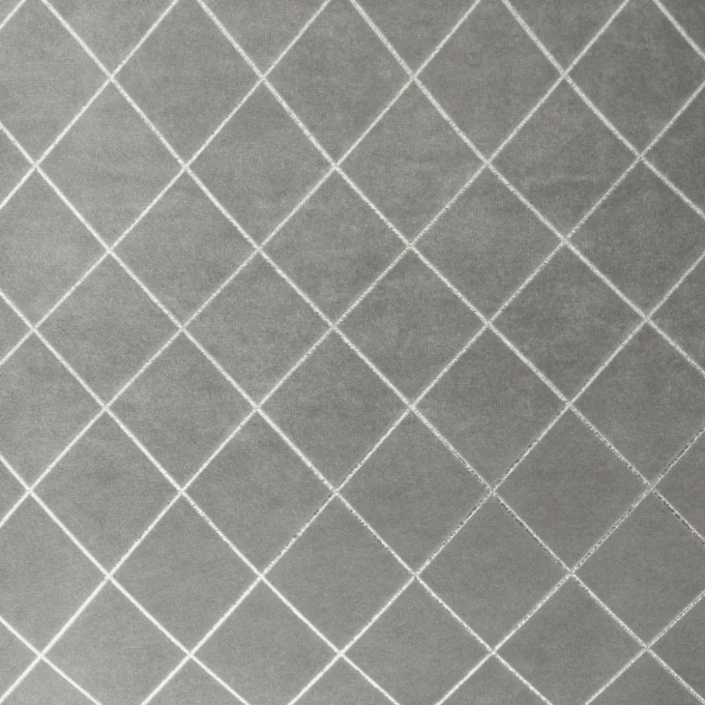 Sametový jednobarevný závěs s geometrickým motivem v šedé barvě 140 x 250 cm