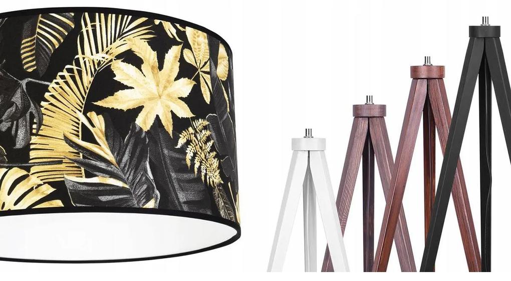 Podlahová lampa GOLD FLOWERS, 1x černé textilní stínítko s květinovým vzorem, (výběr ze 4 barev konstrukce), (fi 35cm)