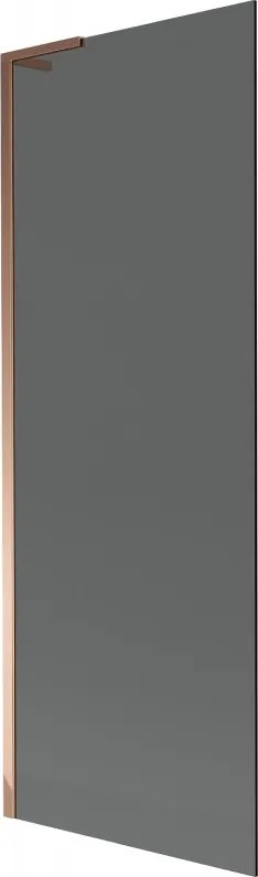 Mexen Next L, 1-křídlová vanová zástěna 70 x 150 cm, 6mm šedé sklo, růžové zlato profil, 895-070-000-03-40-60