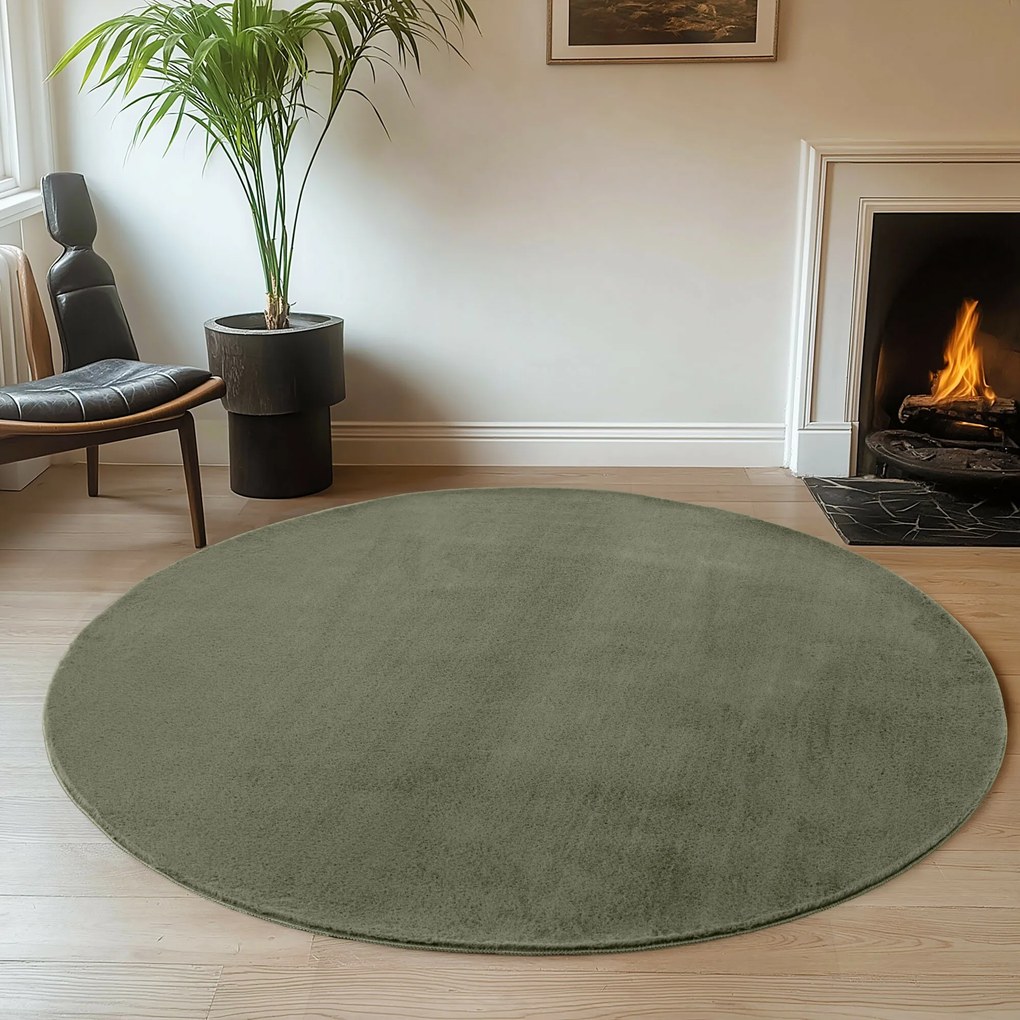 Ayyildiz, Kusový koberec Joy 1400 green kruh, 80x80 (průměr) kruh, zelená, chodba / předsíň