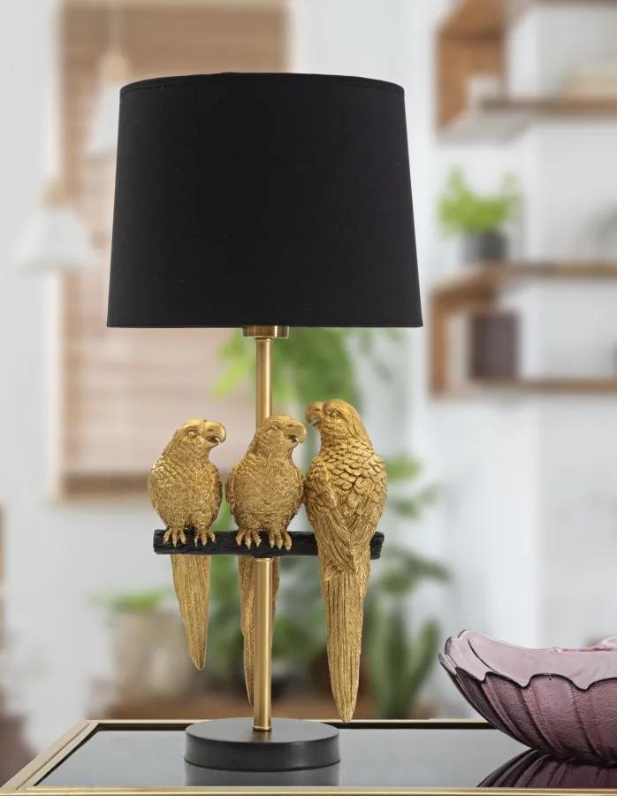 Stolní lampa Mauro Ferretti Parrots Big, 30x30x62,5 cm, černá/zlatá