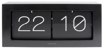 Karlsson Nástěnné i stolní překlápěcí hodiny - Karlsson XL Boxed Flip Matt Black, 37x17,5 cm