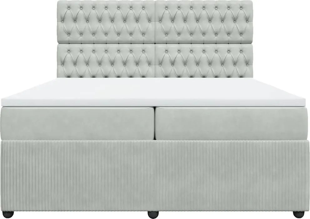 Box spring postel s matrací světle šedá 200x200 cm samet 3294736