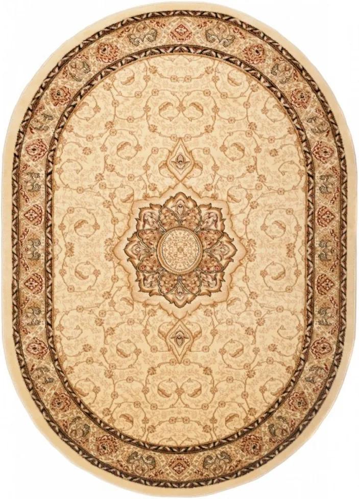 Kusový koberec klasický vzor 2 béžový ovál 60x100, Velikosti 60x100cm