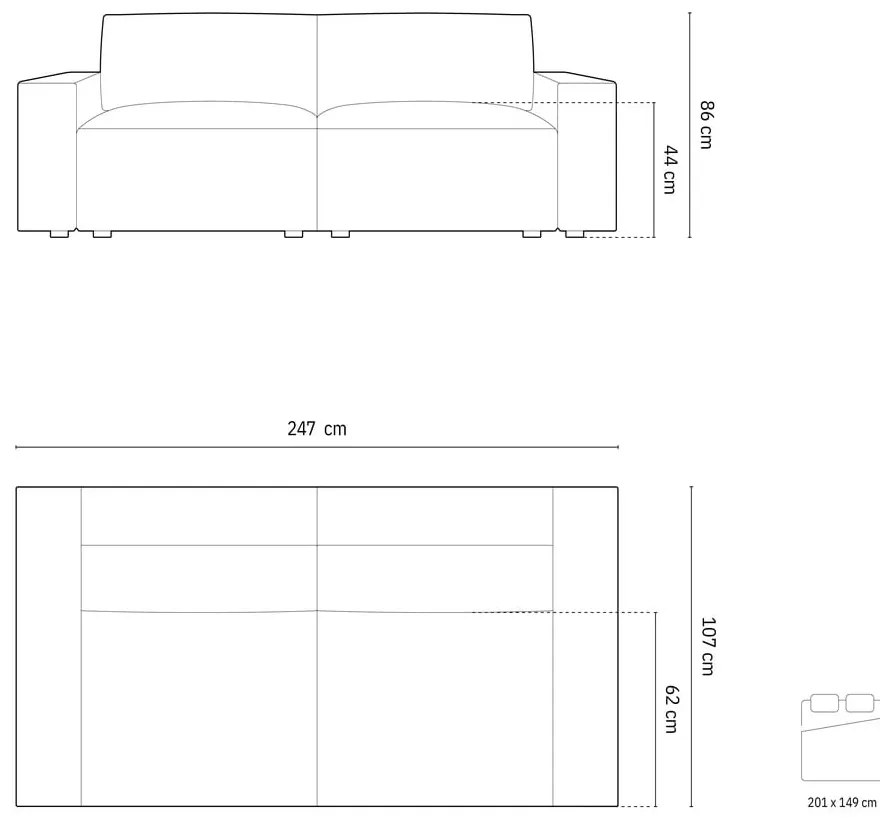 Světle šedá rozkládací pohovka 247 cm Jodie – Micadoni Home