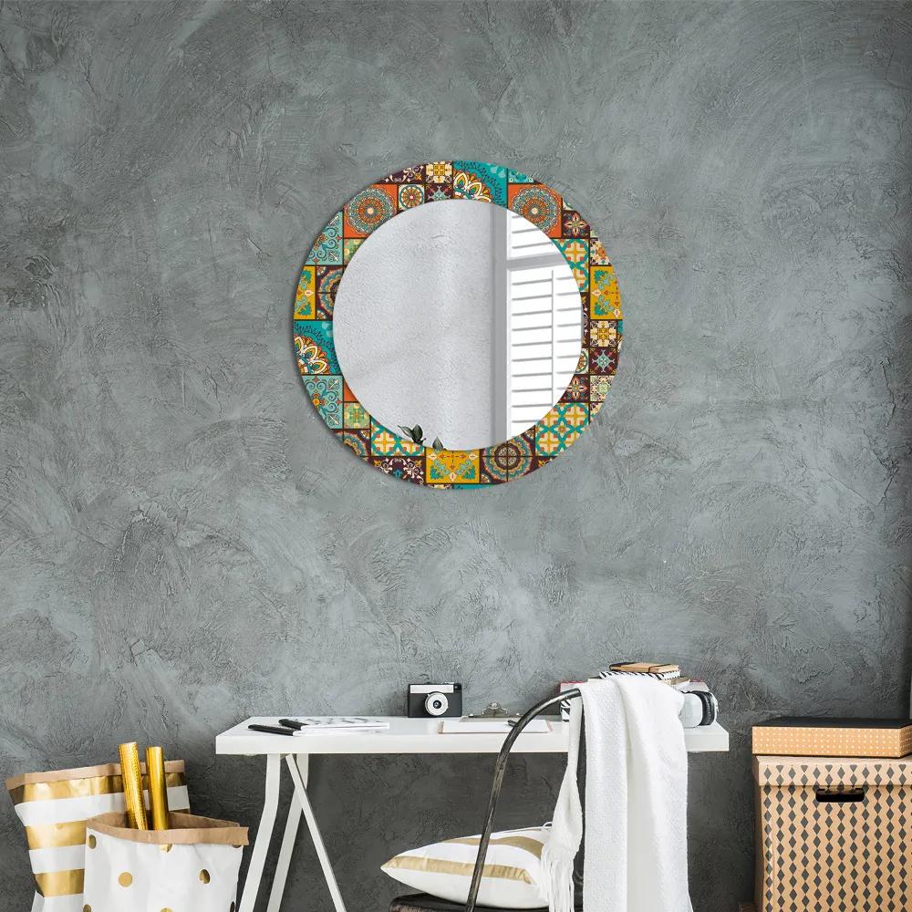 Kulaté zrcadlo tištěný rám Arabský vzor fi 60 cm