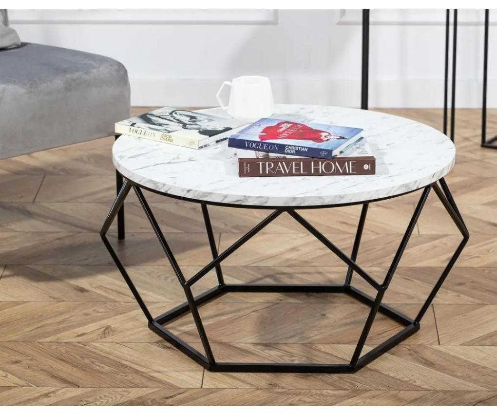 HowHomely | Konferenční stolek MARMUR 40x70 cm černá/bílá | DD0190