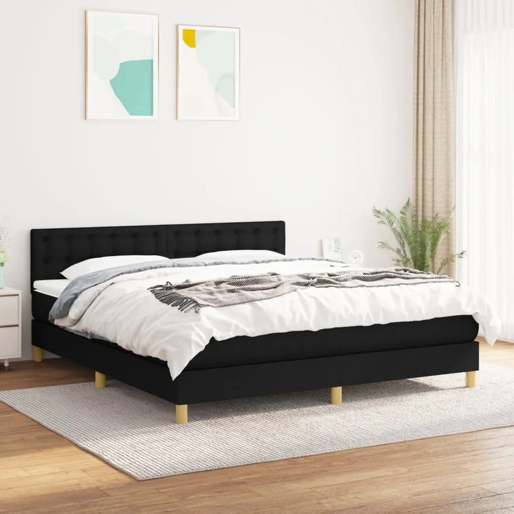 Box spring postel s matrací černá 180x200 cm textil,  3140955