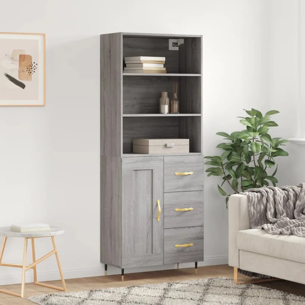 Skříň highboard šedá sonoma 69,5 x 34 x 180 cm kompozitní dřevo