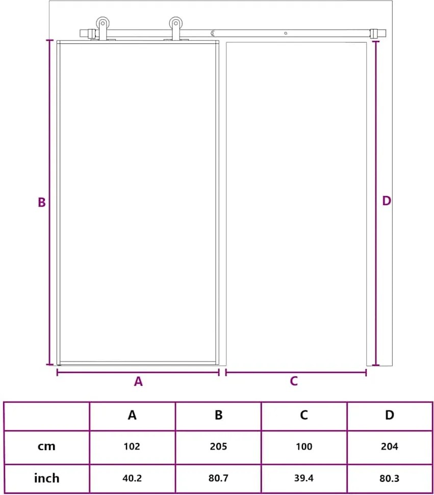vidaXL Marketos Posuvné dveře ESG sklo a hliník 102 x 205 cm černé