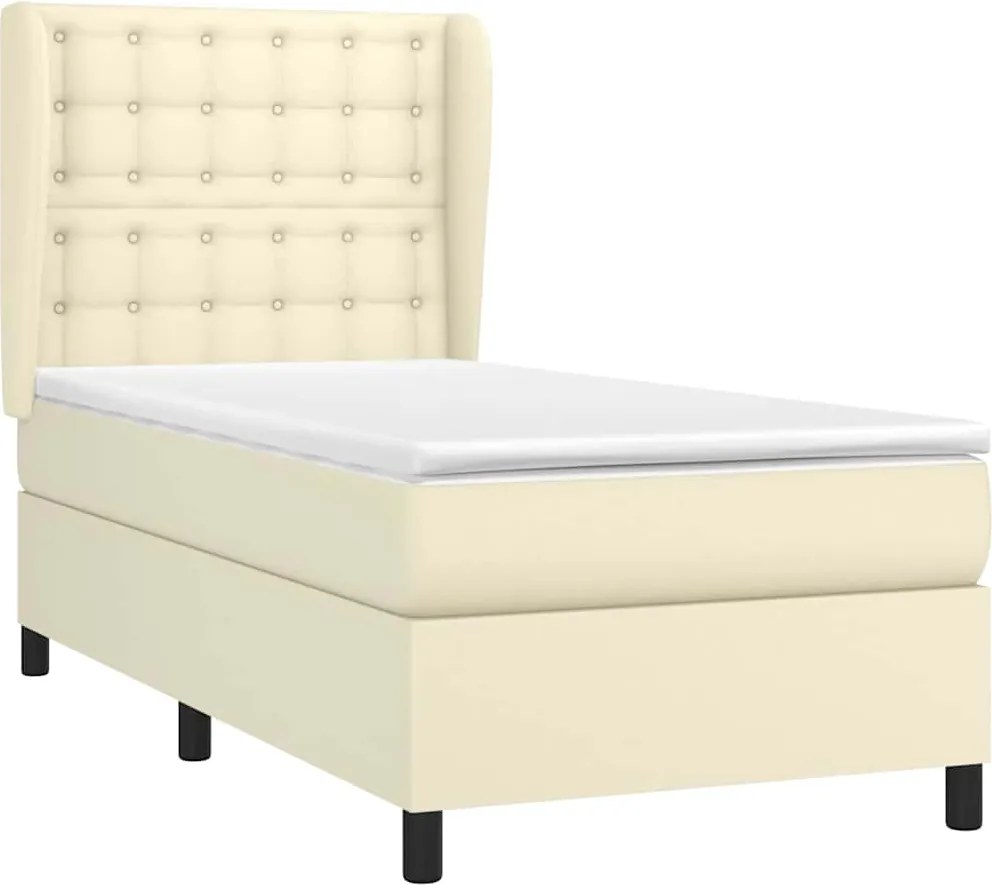 Box spring postel s matrací krémová 80 x 200 cm umělá kůže 3128999