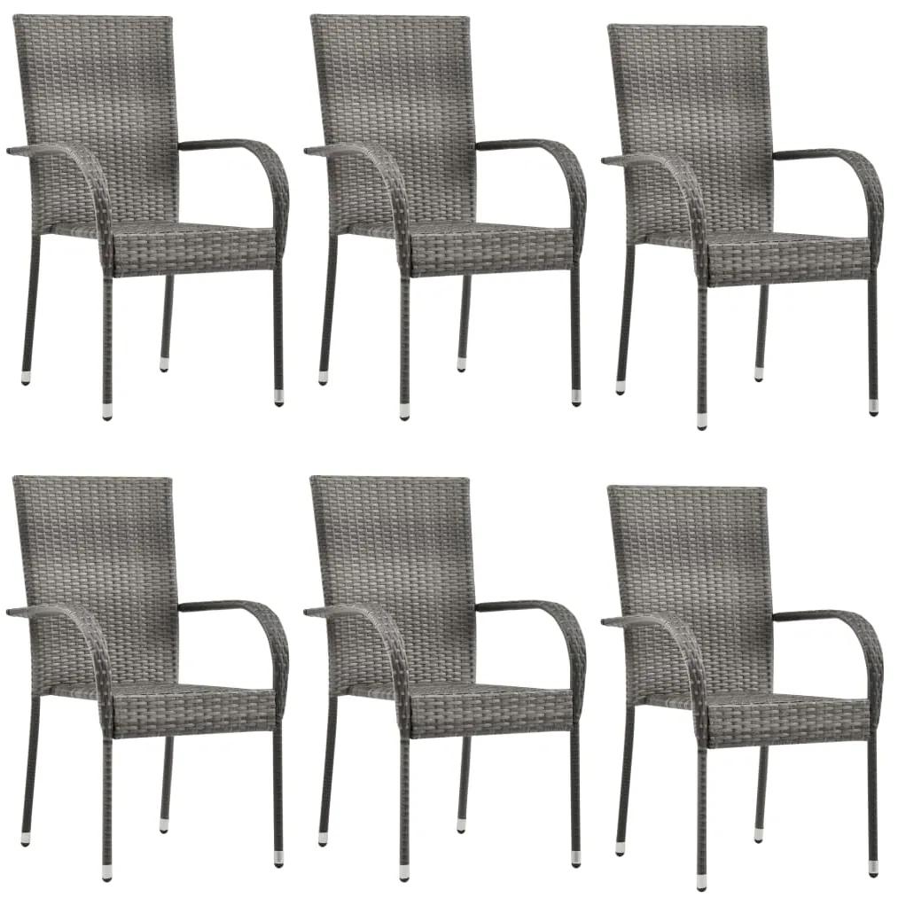 310088 vidaXL Stohovatelné zahradní židle 6 ks šedé polyratan