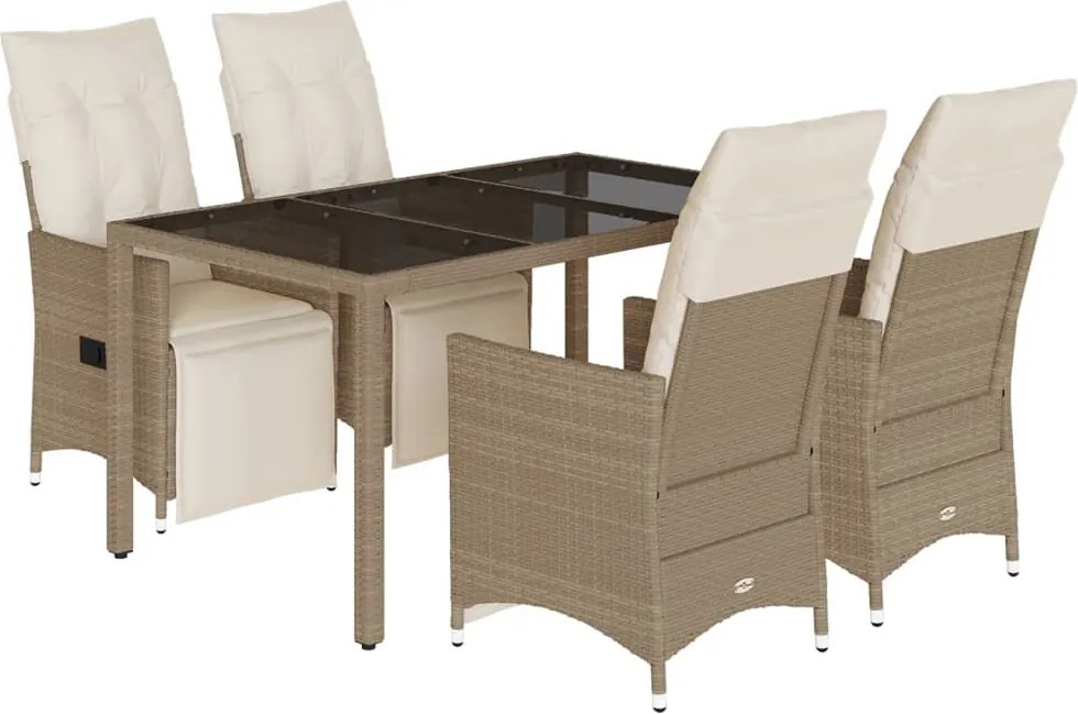 5dílný zahradní bistro set s poduškami béžový polyratan 3276939