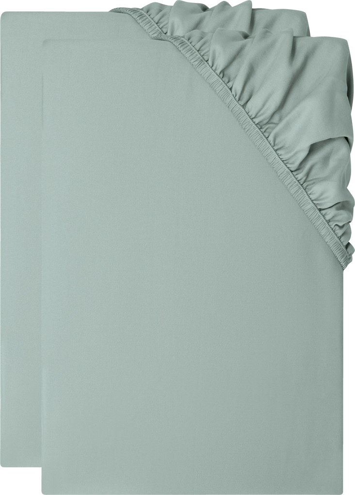 Livarno® Sada saténových napínacích prostěradel, 90-100 x 200 cm, 2dílná, zelená