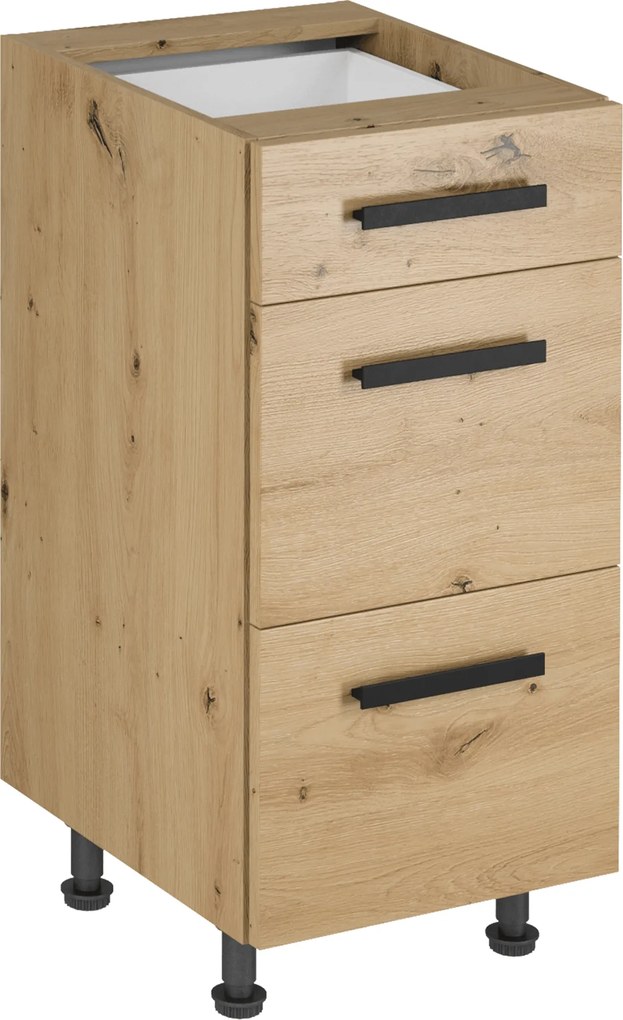 Spodní skříňka, dub artisan, s úchytkami, LANGEN D40S3 U