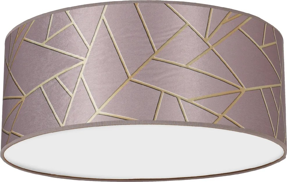 Stropní svítidlo Ziggy Round, 1x růžové/zlaté textilní stínítko, (bílé plexisklo), (fi 40 cm)