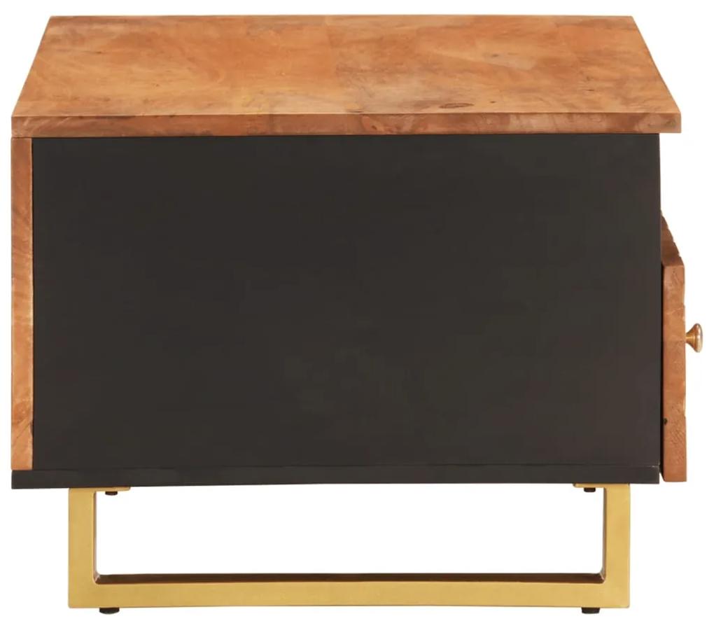 Konferenční stolek hnědý a černý 80x54x40 cm masivní mangovník - Default Title