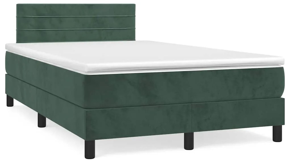 Box spring postel s matrací a LED tmavě zelená 120x190 cm samet 3270162