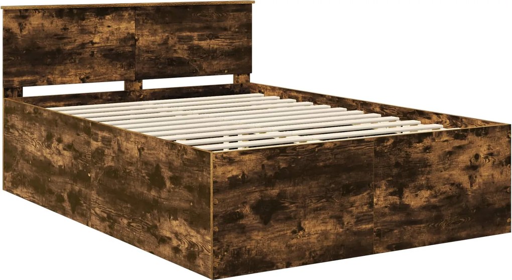 Rám postele s čelo Kouřový dub 150 x 200 cm Kompozitní dřevo 3408568