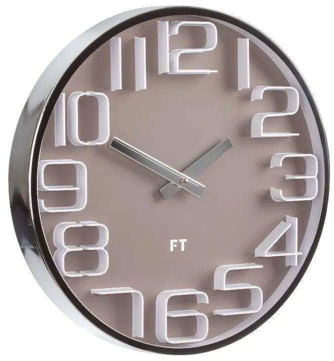 Designové nástěnné hodiny Future Time FT7010BR Numbers caffé latte 30cm