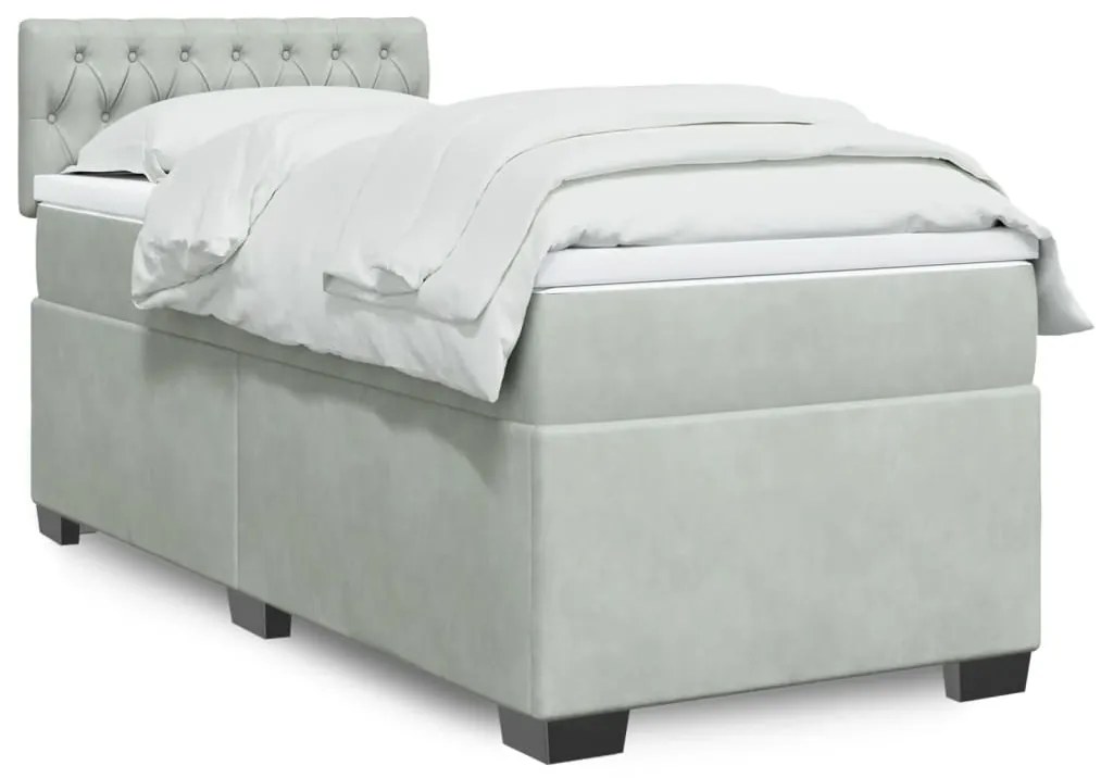 Box spring postel s matrací světle šedá 80 x 200 cm samet 3288468