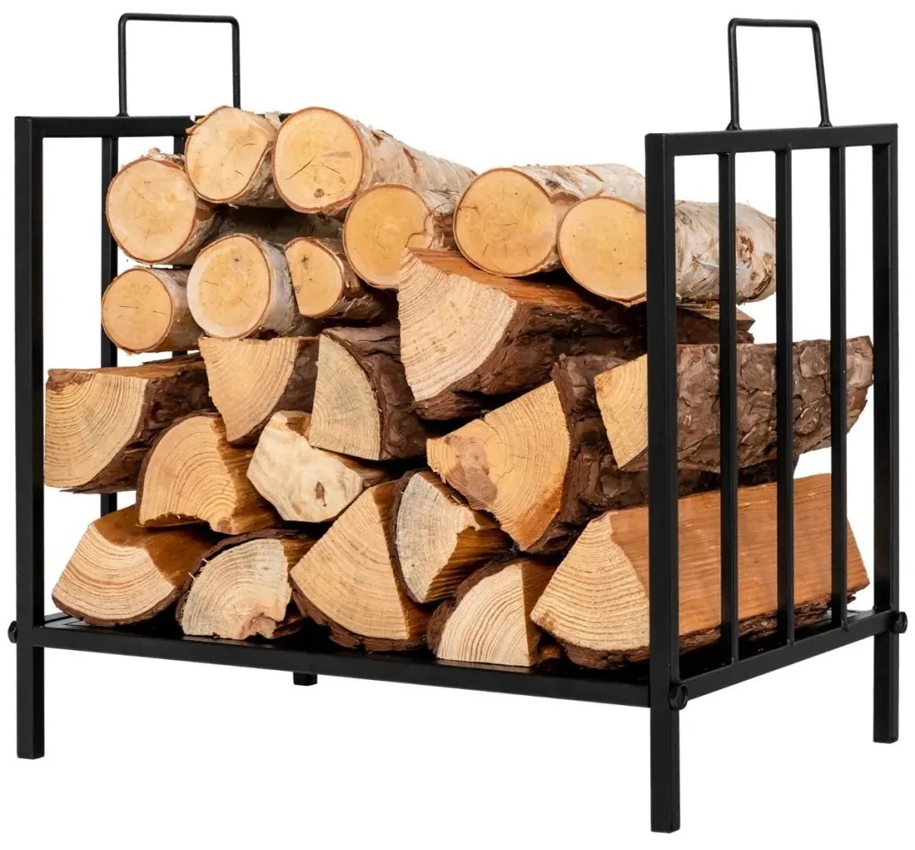 Costway Stojan na dřevo ke krbu kovový 46 x 31 x 46 cm HV10306