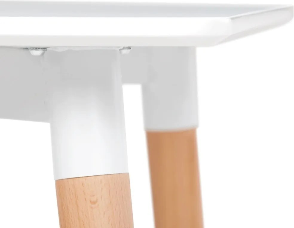 Jídelní stůl, dřevěné nohy, MDF / kovová kostrukce – bílý matný lak (120 x 80) cm