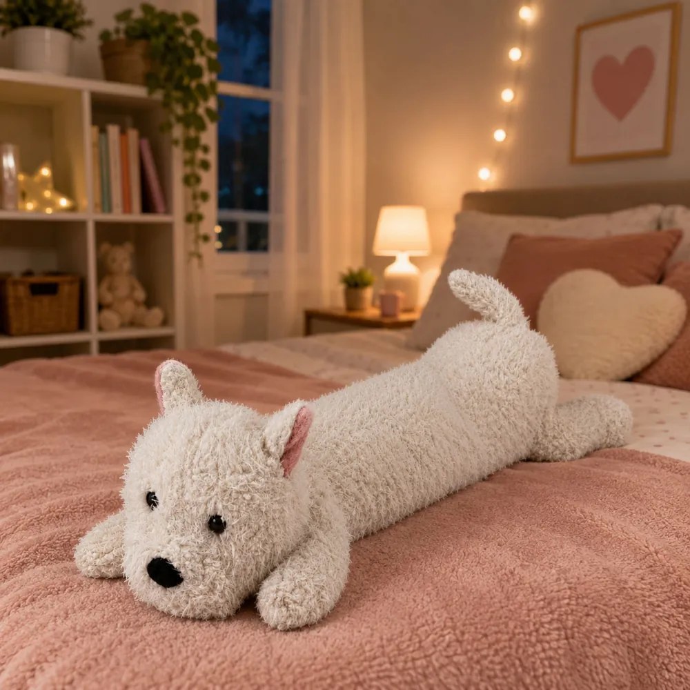 LEAN Toys Velký plyšový pes plemene West Highland – plyšová hračka, maskot, bílý, 90 cm